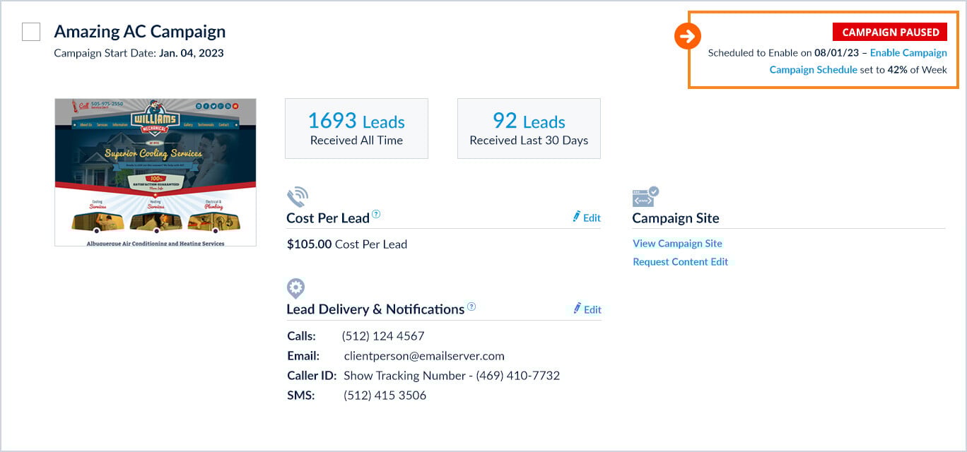 How to Pause or Enable a Campaign – Select