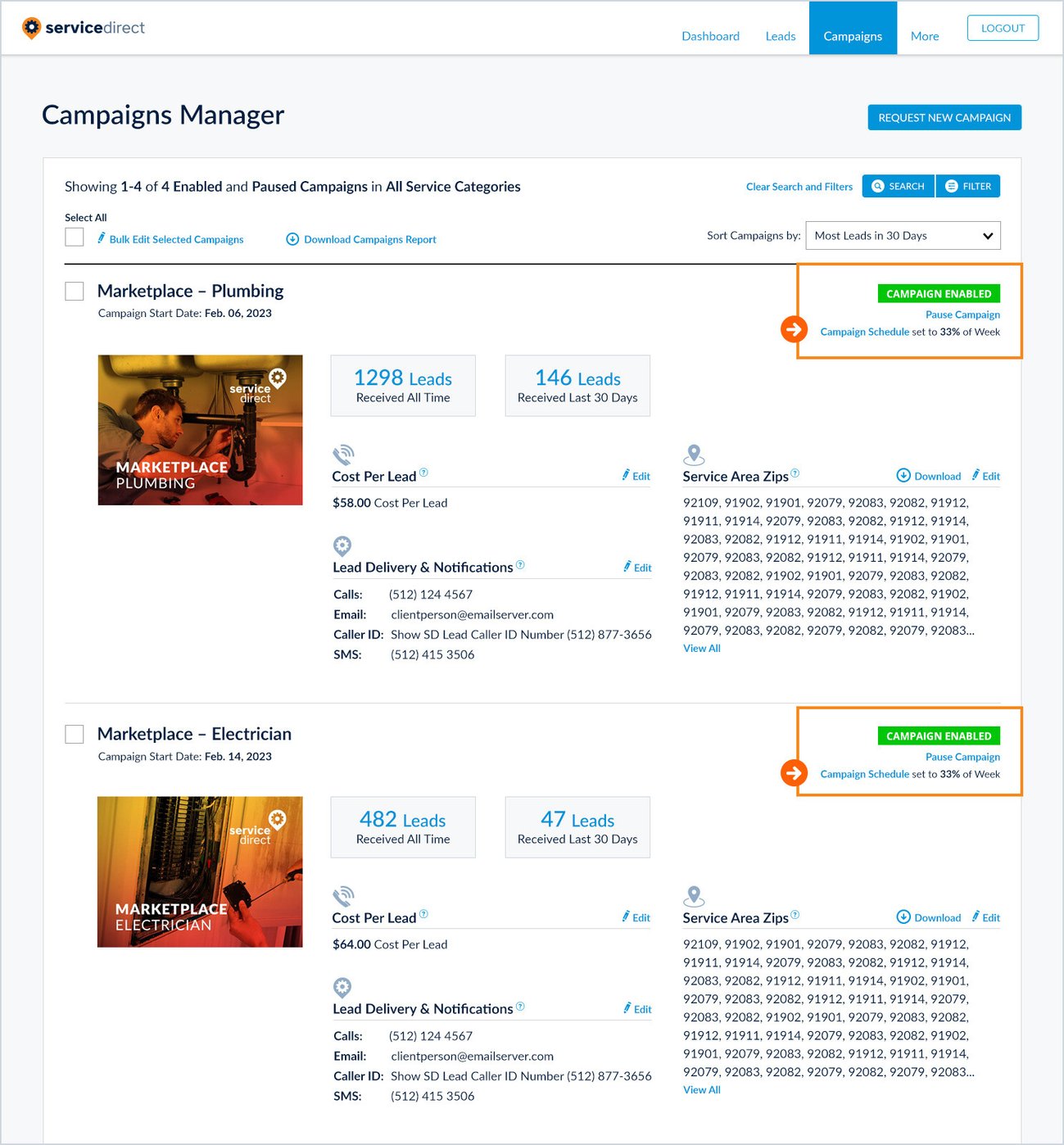 Using the Campaigns Manager