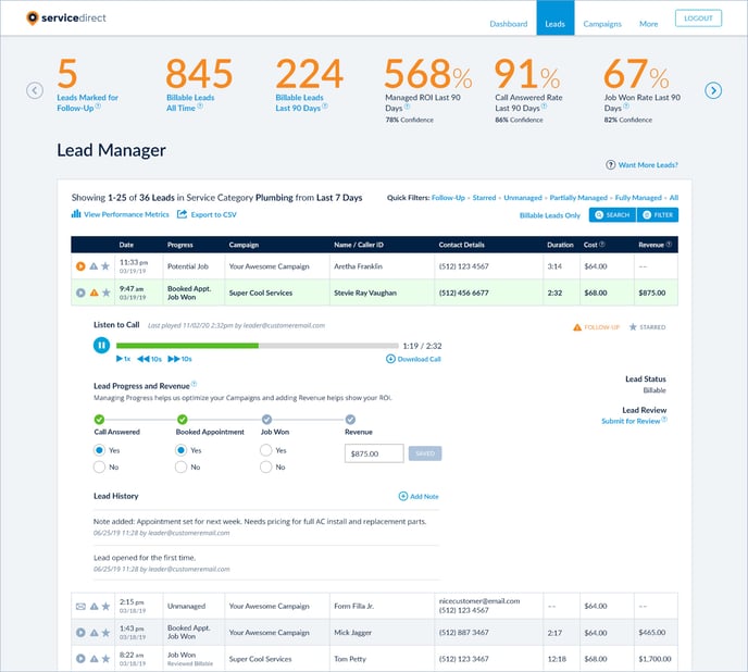 Using the Lead Manager